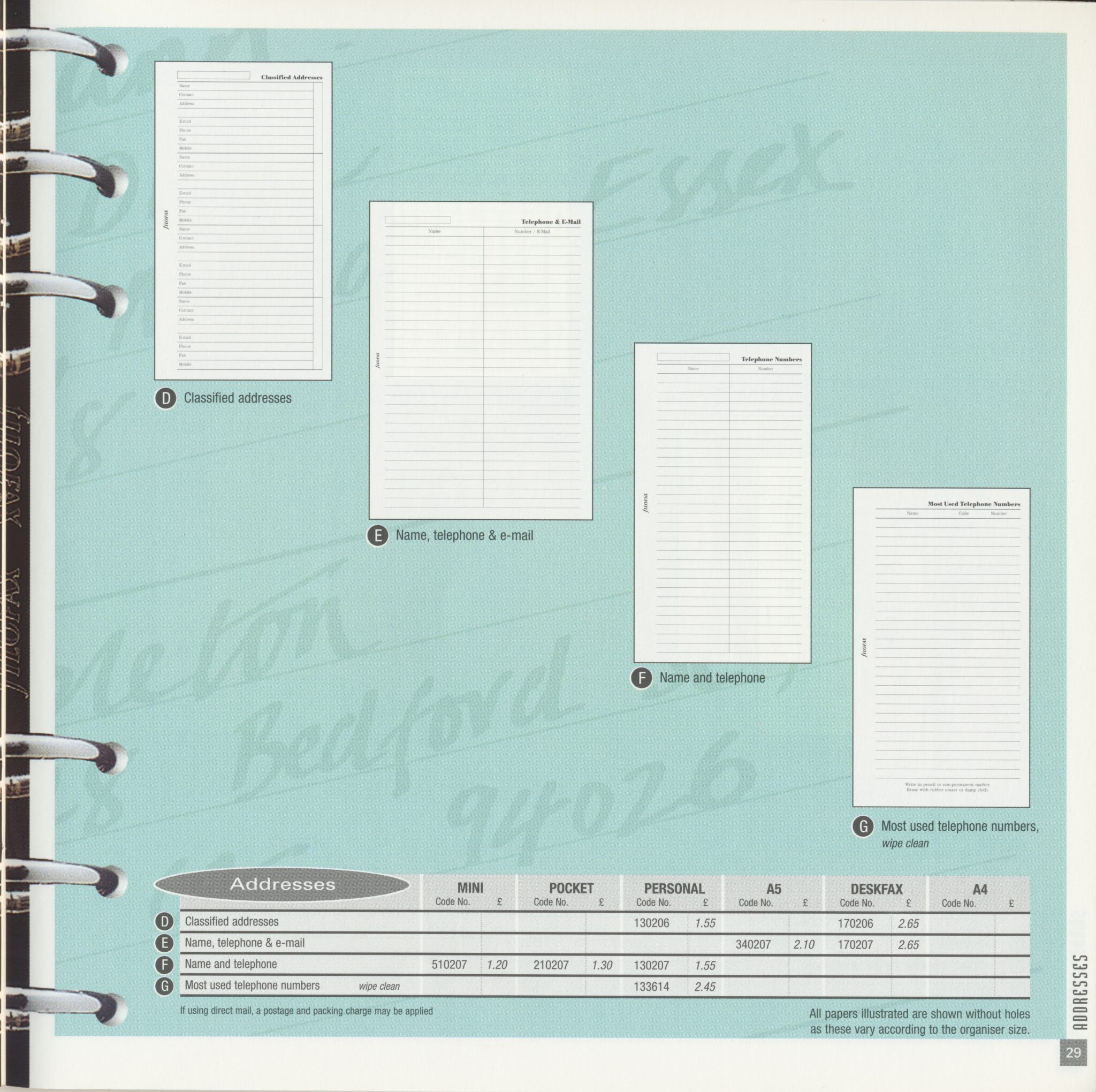 Filofax UK 2000 – Catalogue – Filofax Catalogue Archive