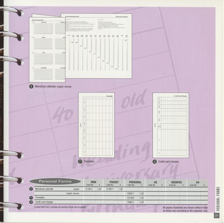 Filofax UK 2000 – Catalogue – Filofax Catalogue Archive